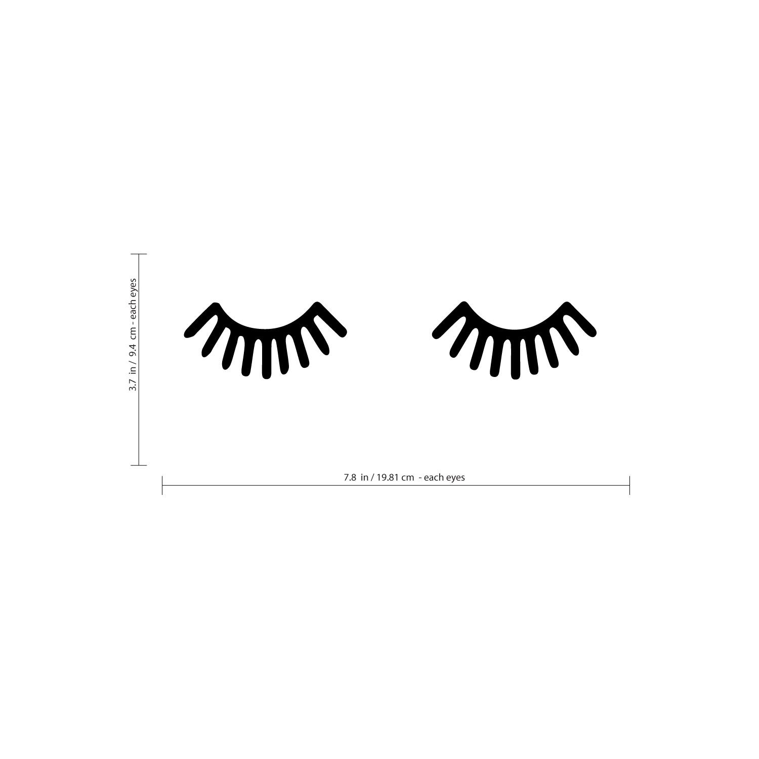 Small Children Baby Room Sleeping Eye Eyelash Vinyl Wall Art Decal - 3.7" x 7.8" Decoration Vinyl Sticker (Black)