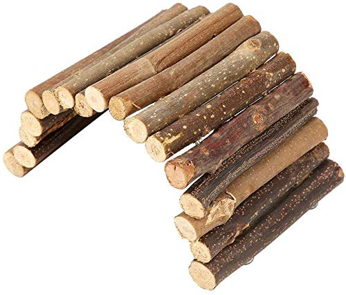 Wooden Ladder Bridge, Hamster Mouse Rat Rodents Toy Natural Hideout Small Animal Chew Toy for Guinea Pig Chinchilla Ferret Reptile (10 * 22cm)