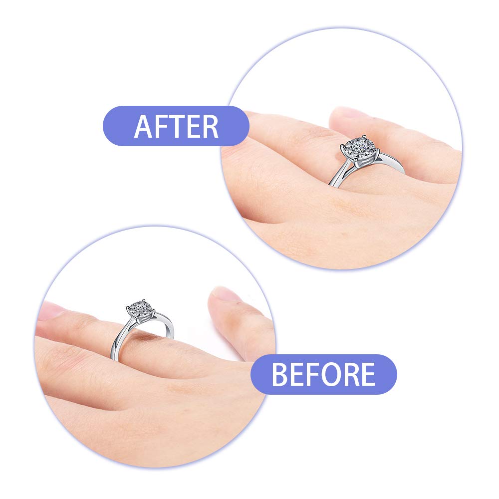 6 Pack Ring Size Adjuster for Loose Rings, 2 Styles Invisible Transparent Ring Sizer Adjusters with Silver Polishing Cloth