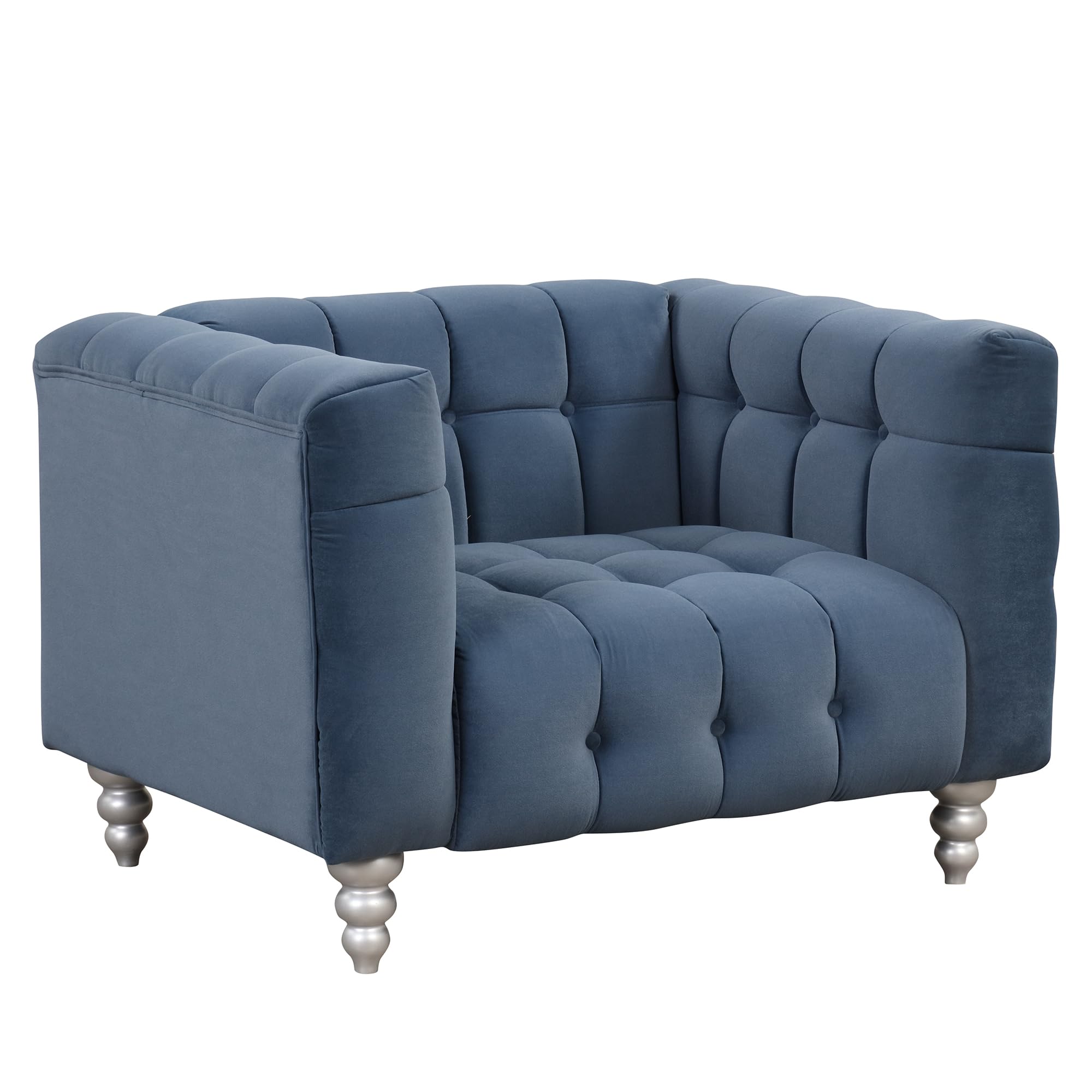 Merax, Blue 89" Modern Dutch Fluff Comfortable Upholstered Sofa Loveseat with Solid Wood Legs,Buttoned Tufted Backrest,Living Room Furniture