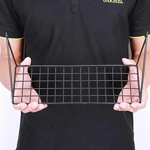 Kaforise Hanging Straight Shelf for Wire Wall Grid Panel, Small Wire Wall Organizer and Display Shelf, Size 11.8" X 4.3" ,Black Painted