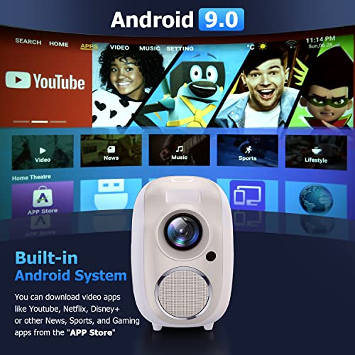 4k Projector with Wifi and Bluetooth, TOWOND Smart Projector with Android 9.0, 12000 Lumens Portable Video Projector, Full HD 1080P 4K Compatible with Smartphone/TV Stick/HDMI/USB/AV for Home Theater
