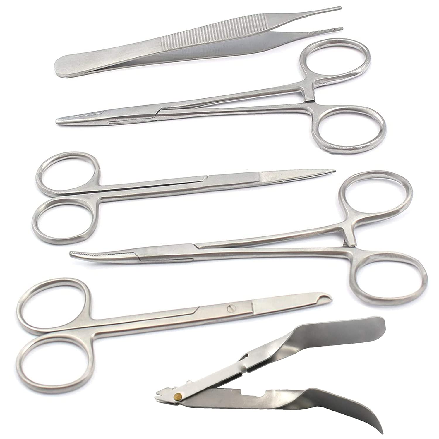 AAProTools 6 PC Medical Instruments Kit Adson Forceps Iris Scissors Webster Needle Holder Mosquito Forceps Skin Staple Remover