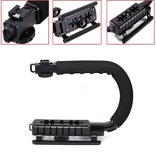 Action Stabilizer Grip, Camera Gimbal Stabilizer Portable C/U Shape Video Action Bracket Video Handheld Camera Stabilizer with Removable Hot Shoe Mount for Canon Nikon DSLR Camera