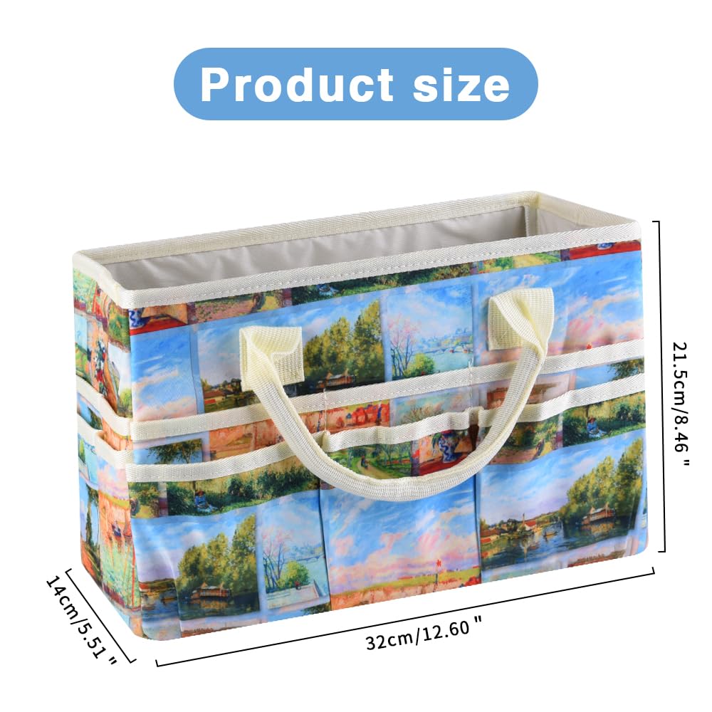 E-WEICHEN Craft Organizer Tote Bag Art Storage Caddy with Multiple Pockets Storage Containers for Art,Craft,and Office Supplies Storage Van Gogh