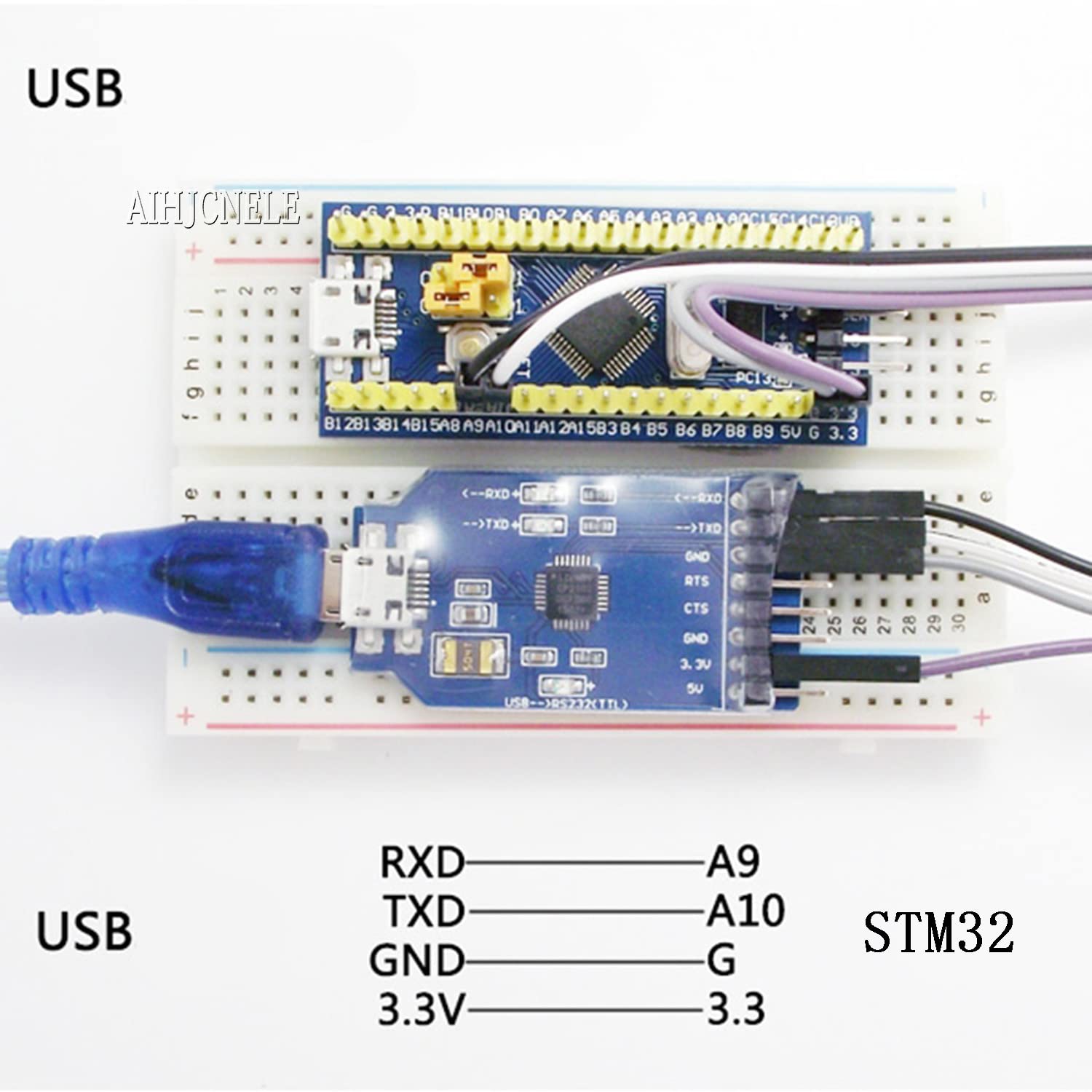 AIHJCNELE STM32F103C8T6 ARM STM32 Minimum System Development Board Core Learning Board MCU Single Chip Microcomputer Module Flash 64K Control Board RAM 20K STM32 with Pin Dupont Cable Wire (F103C8T6)