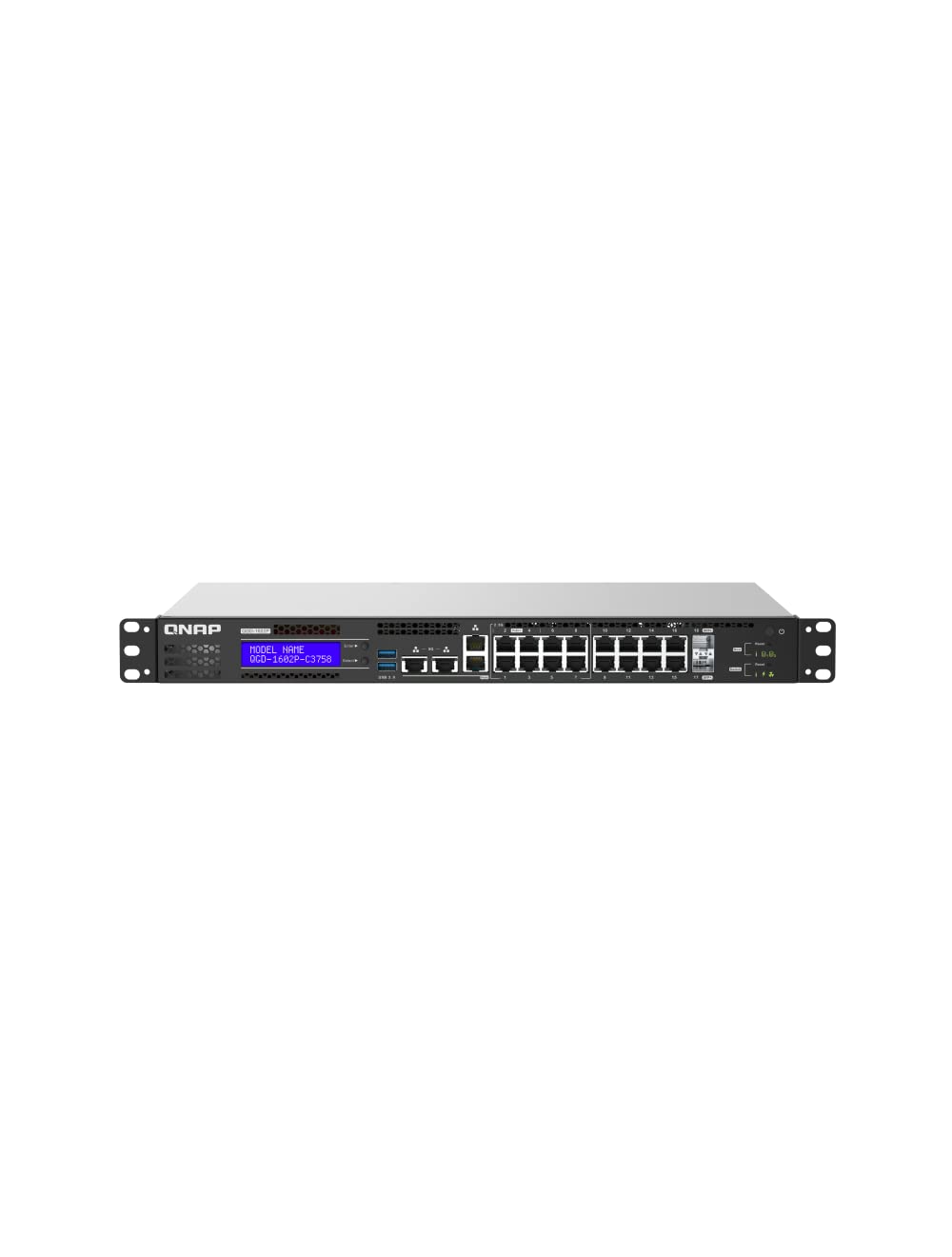 QNAP QGD-1602P-C3758-16G 18 Port Smart Edge PoE Switch with 2.5GbE and 10GbE Capability, Intel Atom C3758 CPU, 16gb ram