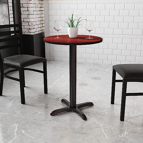 Flash Furniture 24'' Round Mahogany Laminate Table Top with 22'' x 22'' Table Height Base