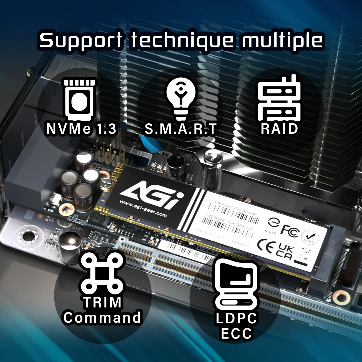 AGI 2TB AI218 Internal SSD, DRAM Cache PCIe NVMe M.2 Gen3x4, 3D TLC NAND Flash Internal Solid State Drive SSD with Heat Sink (R/W Speed up to 3500/3100 MBs)