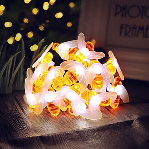Christmas Lights,5M Solar Lights, String 20 Led Honey Bee Shape Solar Powered Fairy Lights, for Outdoor Home Garden Fence Summer Decoration