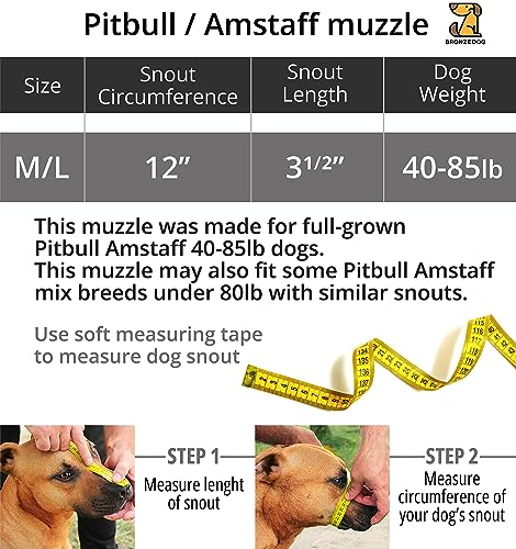 BRONZEDOG Pitbull Dog Muzzle Metal Mask Amstaff Wire Basket Pit Bull Adjustable Leather Straps for Large Dogs (Steel)
