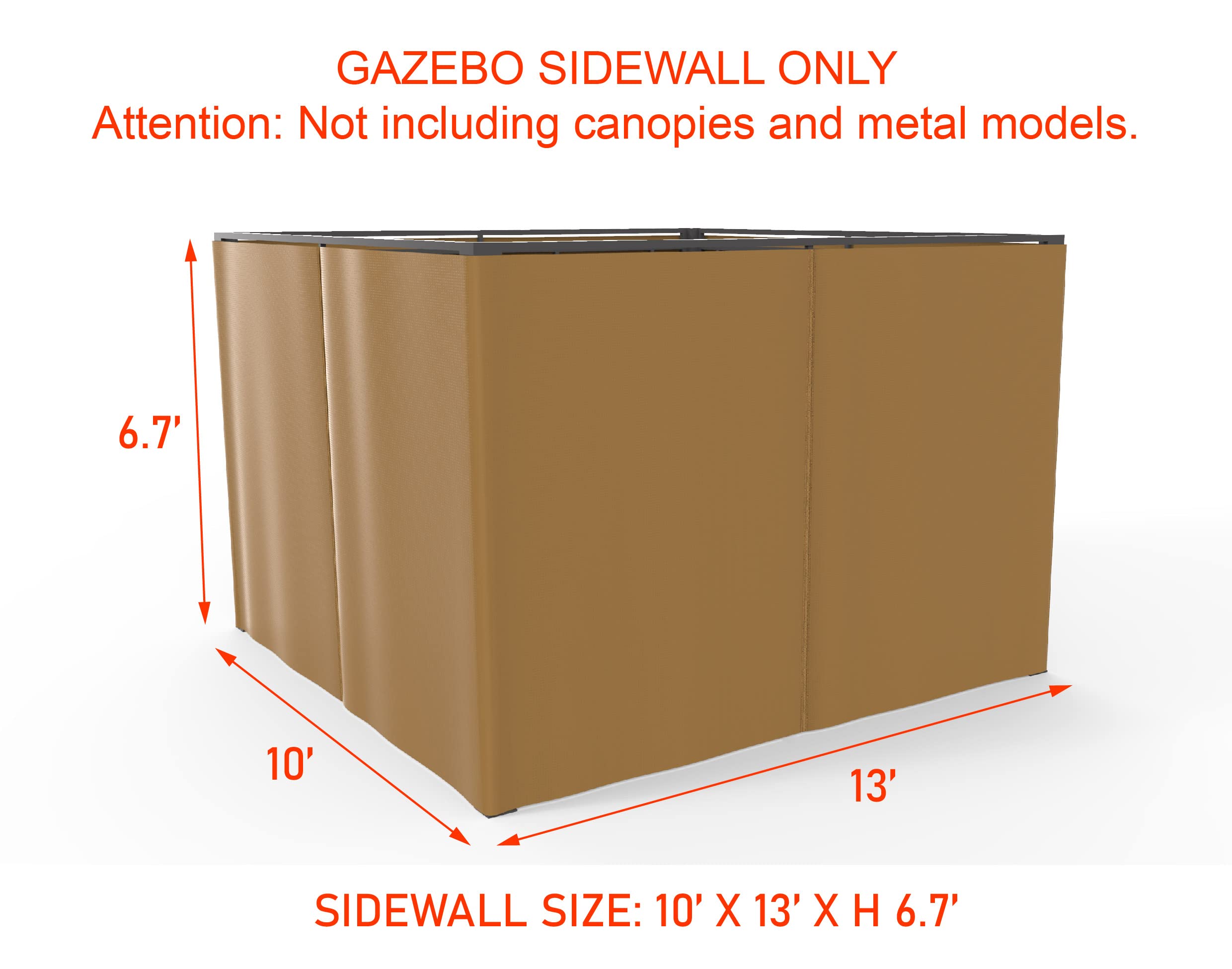 COZYVIDA Gazebo Privacy Curtains Sidewalls 4-Panels Universal Replacement for Patio, Outdoor Canopy, Garden and Backyard Khaki (Only 4 Pieces Curtain) (10' x 13')