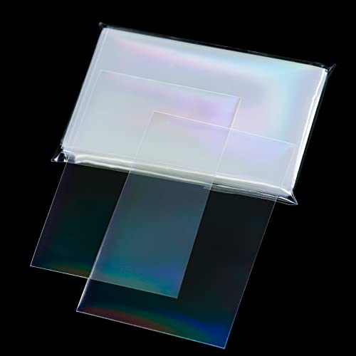 50Pcs Premium Kpop Photocard Sleeves Holographic Rainbow Effect, Perfect Fit Photo Card Protector Sleeves - Hologram & Clear Double-Sided Use