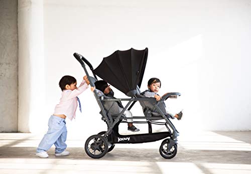Joovy Caboose S Too Double Stroller, Stand on Tandem, Premium Sit and Stand, Grey Melange