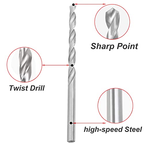 9 Pcs Drill Bit Set 200mm/8'' Extra Long Drill Bits Set HSS Twist Bits 4/4.2/4.5/5/5.2/6/8/10mm Long Drill Bits for Wood and Drill Dust Collector