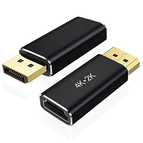 AreMe Displayport to HDMI Adapter (2 Pack), Uni-Directional DP Male to HDMI Female Converter (Aluminum Shell, 4K@30Hz) Compatible for Lenovo, HP, Dell and More-Black