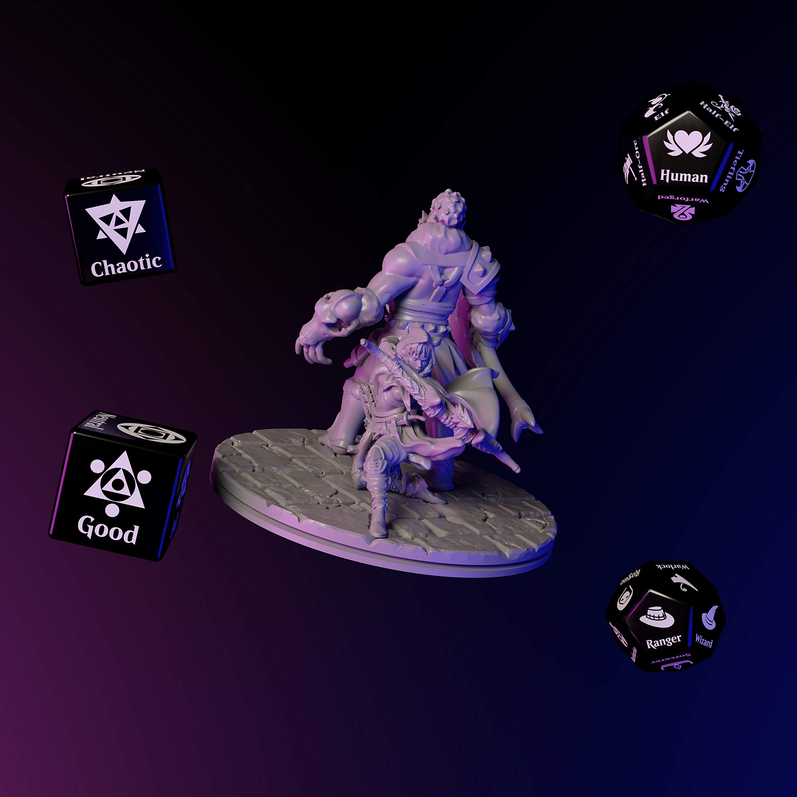 Citadel Black Character Randomizer Dice Set - Randomize Class, Race, & Alignment for Characters or NPCs, Made for Dungeons and Dragons 5th Edition & Other Tabletop Role-Playing Games