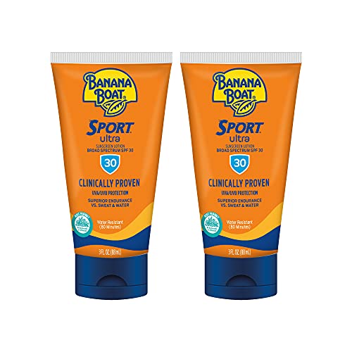 Banana Boat Sport Ultra SPF 30 Sunscreen Lotion, 3oz | Travel Size Sunscreen, Banana Boat Sunscreen SPF 30 Lotion, Oxybenzone Free Sunscreen, Sunblock Lotion Sunscreen SPF 30, 3oz each Twin Pack