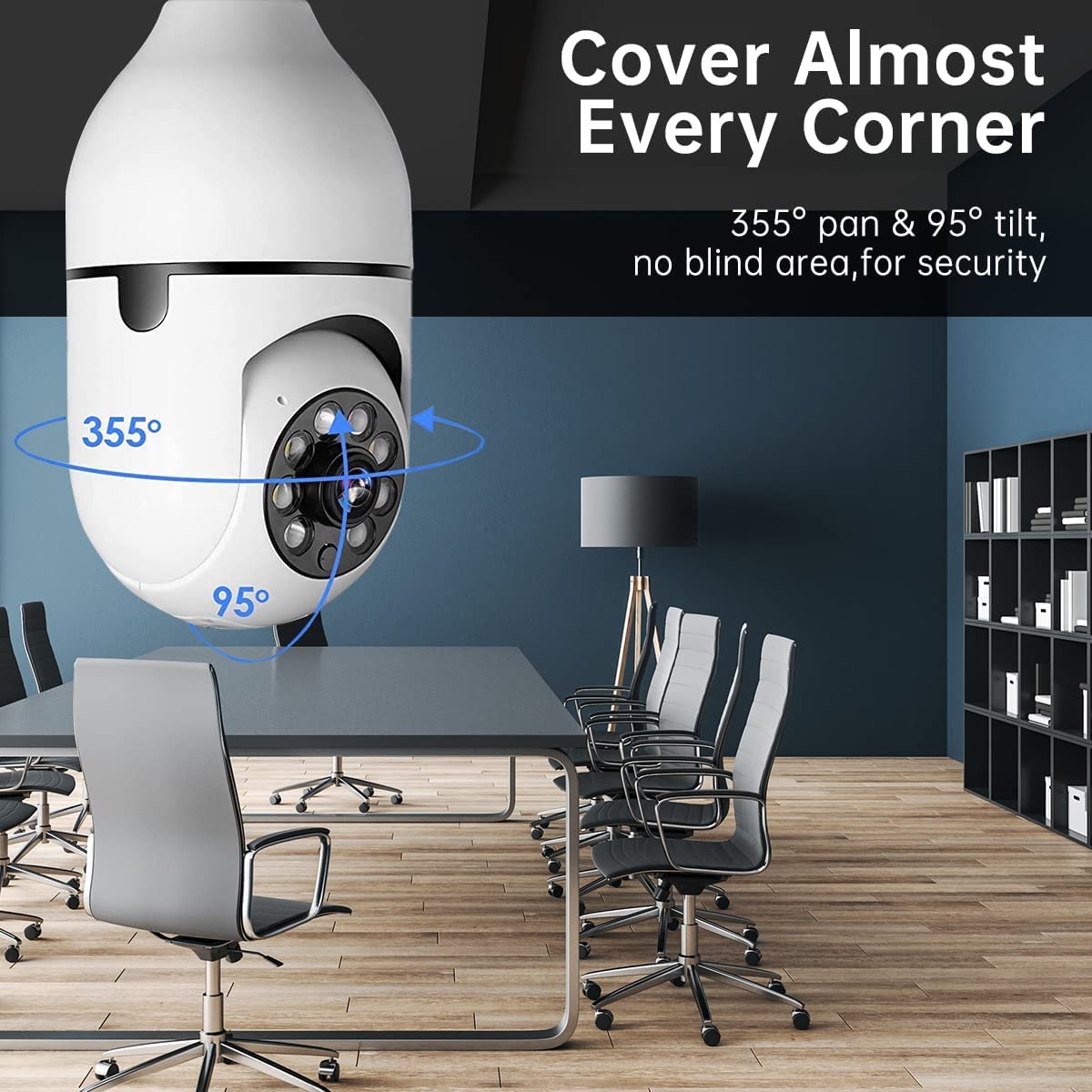 ACTMAN Light Socket Security Camera,1080P Lightbulb Camera Outdoor Wireless WiFi,Color Night Vision,Smart Alerts,Motion Tracking,Two-Way Audio,2.4G WiFi,for Home Security