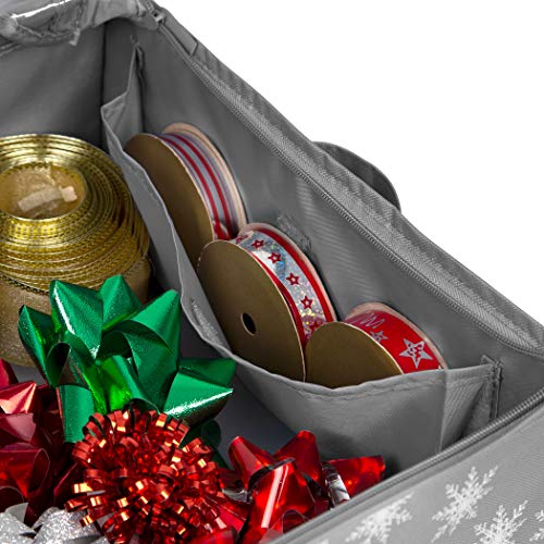 Wrapping Paper Storage Container – Fits up to 27 Rolls 1 3/8” Diam. - Underbed Gift Wrap Organizer Bags, Wrapping Paper Rolls, Ribbon, and Bows - Under Bed- Durable Material 600D - Up to 40” Rolls