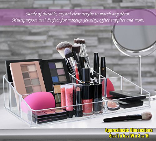 Greenco Multipurpose Acrylic 9 Compartment Vanity Holder Cosmetic and Jewelry Storage Organizer