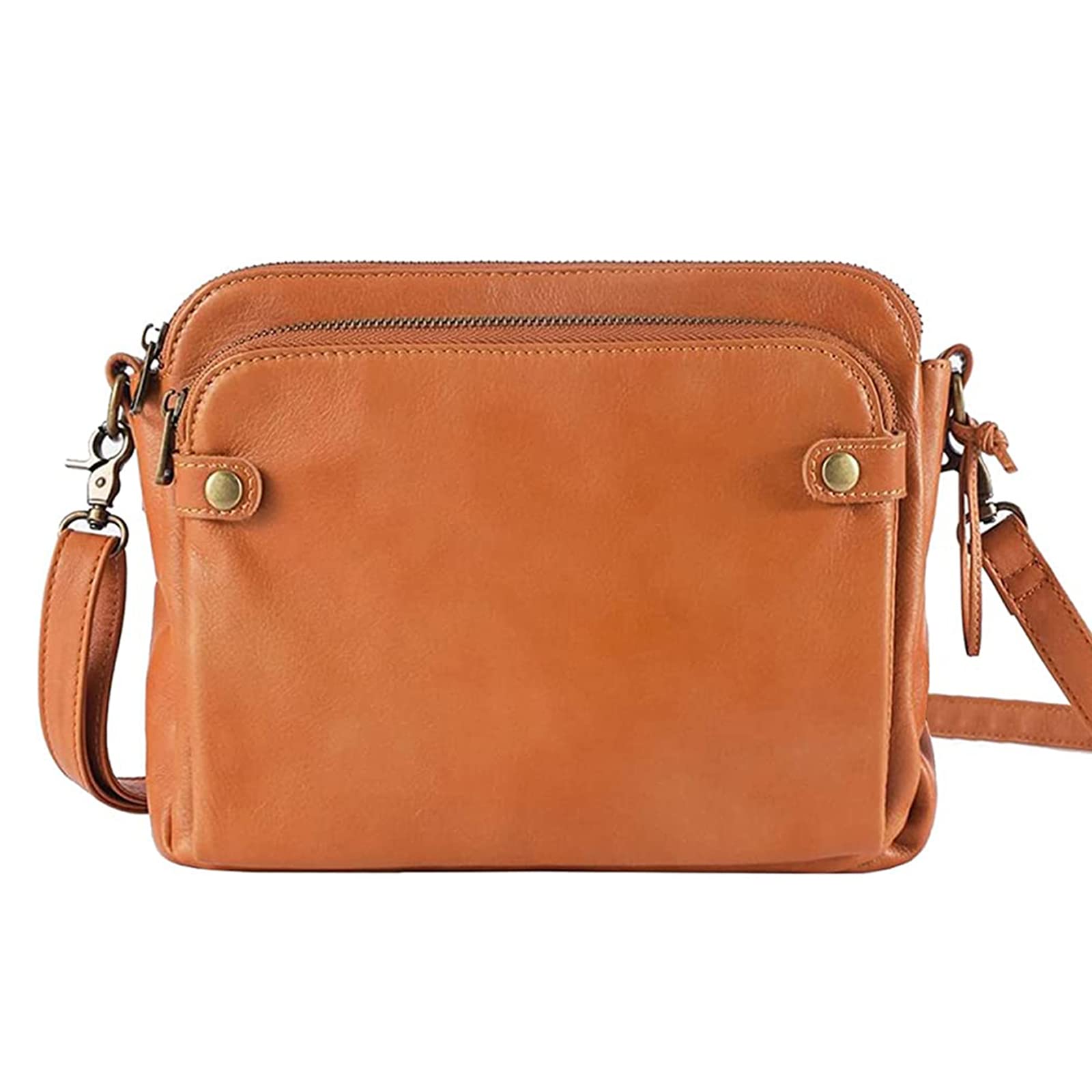 Alkyne Crossbody Leather Shoulder Bags and Clutches, 3 Layer Crossbody Leather Shoulder Bags and Clutches (Brown)