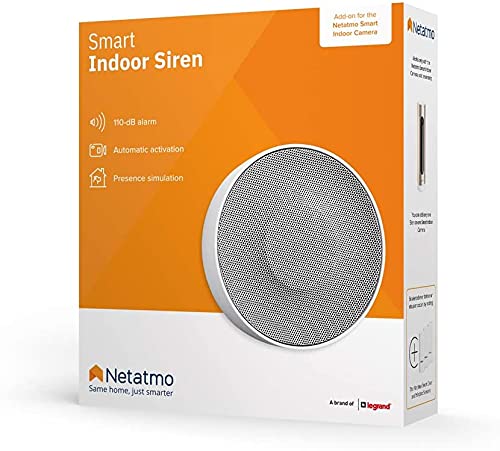 Netatmo Smart Indoor Siren | Wireless 110 Decibel Siren | Auto Arm & Disarm | Easy Installation Can Be Powered with Batteries Or Hard Wired | Model NIS01US