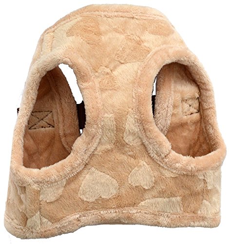 Fleece Soft Pet Harness Vest for Small/Medium Pets,Size Runs Smaller, Small fits Pets 3-6 Pound,Medium 8-12 Pound,Large 12-16 Pound (Medium: Neck 11", Beige)