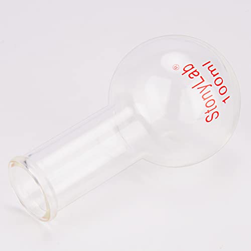 StonyLab Glass 100 ml Long Neck Round Bottom Flask, Borosilicate Glass Heavy Wall Round Bottom Boiling Flask RBF with Long Neck, 100ml