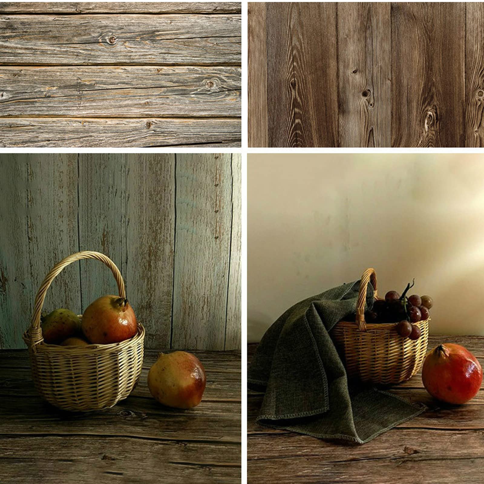 5PCS 10Patterns Food Photography Background Paper, 22x34Inch Double-Sided Photo Tabletop Backdrops Props Marble Wooden, EOAJAFOU