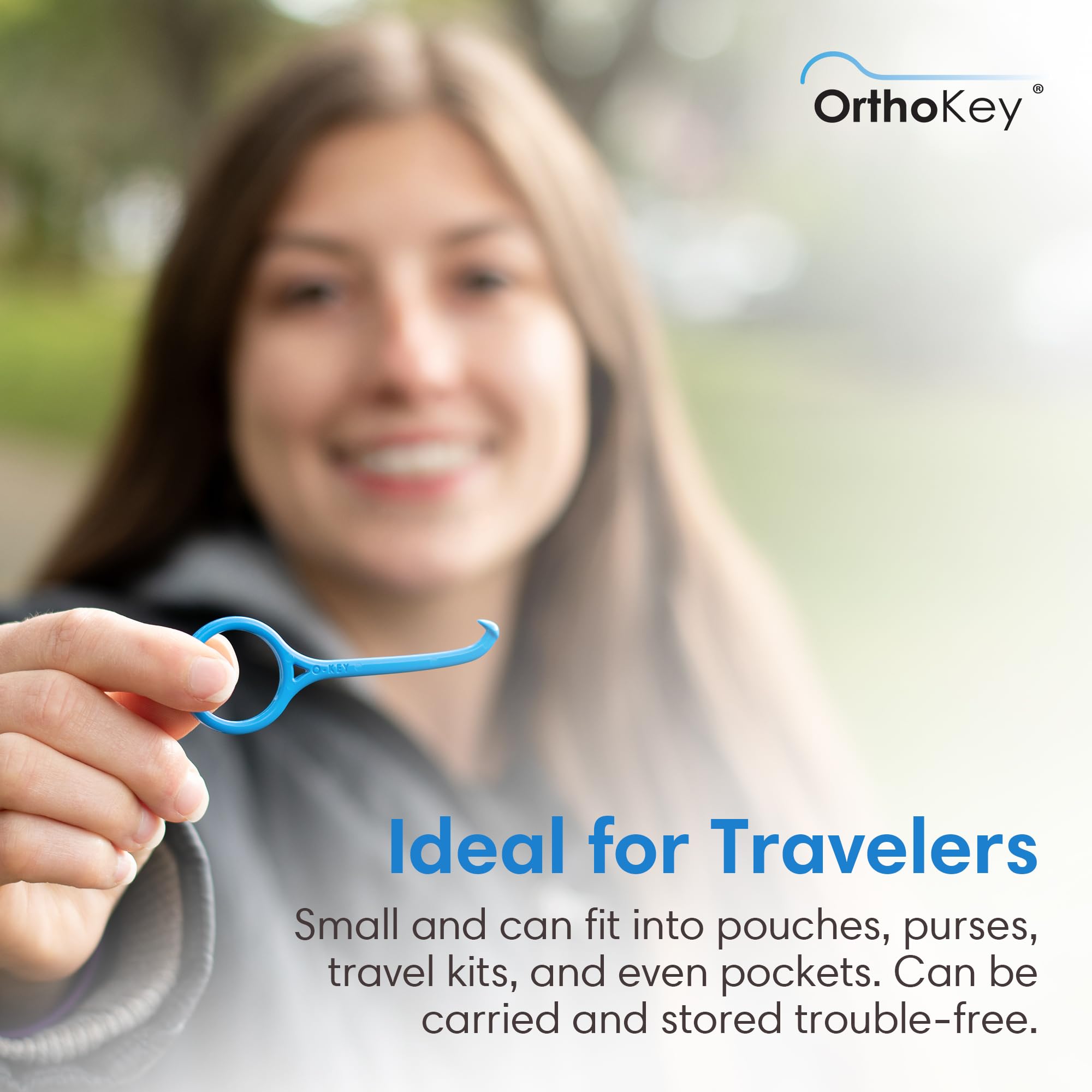 OrthoKey Clear Aligner Removal Tool | Invisible Removable Braces, Denture, Brackets, Retainer Remover Key | Personal Orthodontic Supplies, Dental-Grade for Ortho Cleaning & Travel Use | (2-Pack) Blue