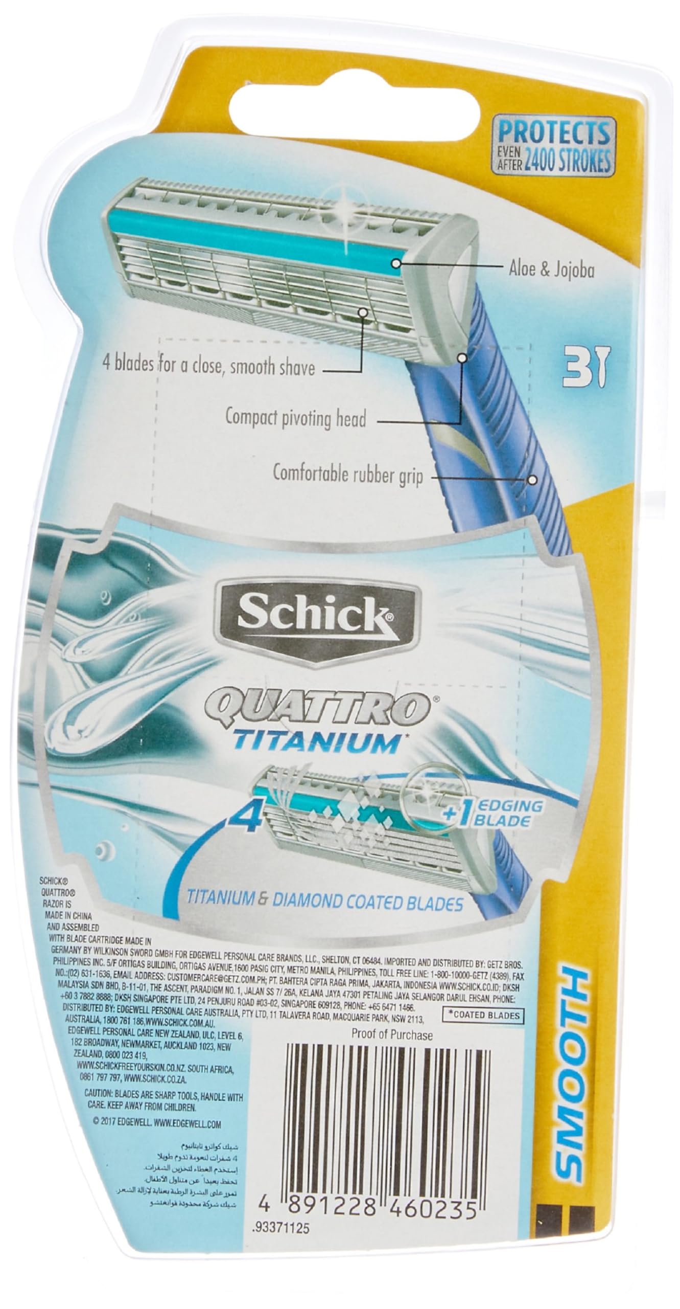 Schick Quattro4 Titanium Disposable Men's Razor 2 Pack (6-Count)