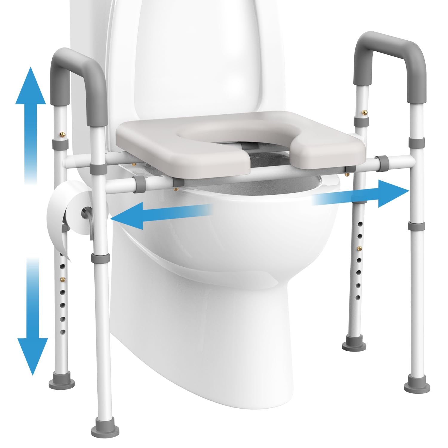 Agrish Raised Toilet Seat with Handles, FSA/HSA Eligible Toilet Seat Risers for Seniors - with Adjustable Height & Width, 500lb Handicap Elevated Toilet Seat for Elderly, Fit Any Toilet