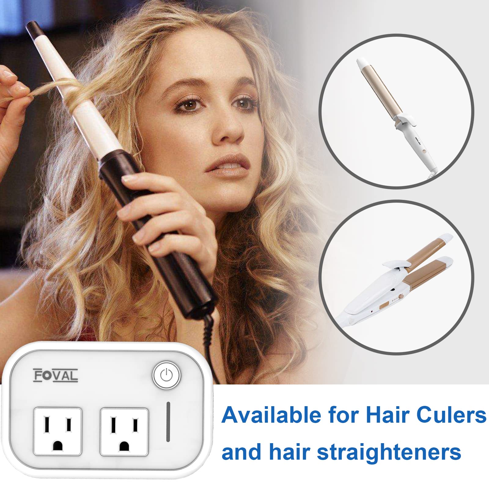 FOVAL Power Step Down 220V to 110V Travel Voltage Converter International Power Adapter for Hair Straightener/Curling Iron with 4-Port USB Charging US/UK/AU/IT/EU Universal Plug Adapter White