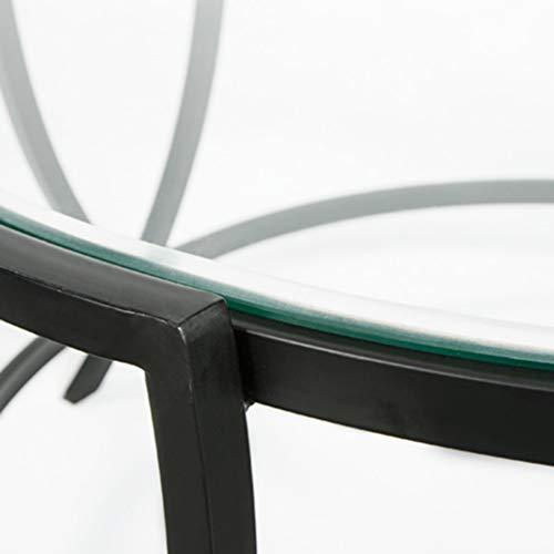 Signature Design by Ashley Tarrin Contemporary Glass Top Round 3-Piece Table Set, Includes Coffee Table and 2 End Tables, Black