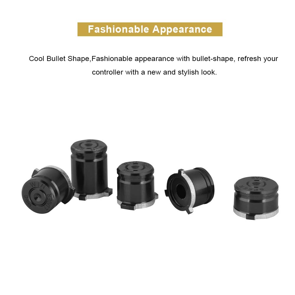 5Pcs Bullet Buttons for Xbox One, Aluminium 9mm Bullet ABXY Buttons for Xbox One Controller(Black)