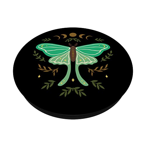 Celestial Luna Moth Witchy Folk Art Botanical Moon Phases PopSockets Swappable PopGrip