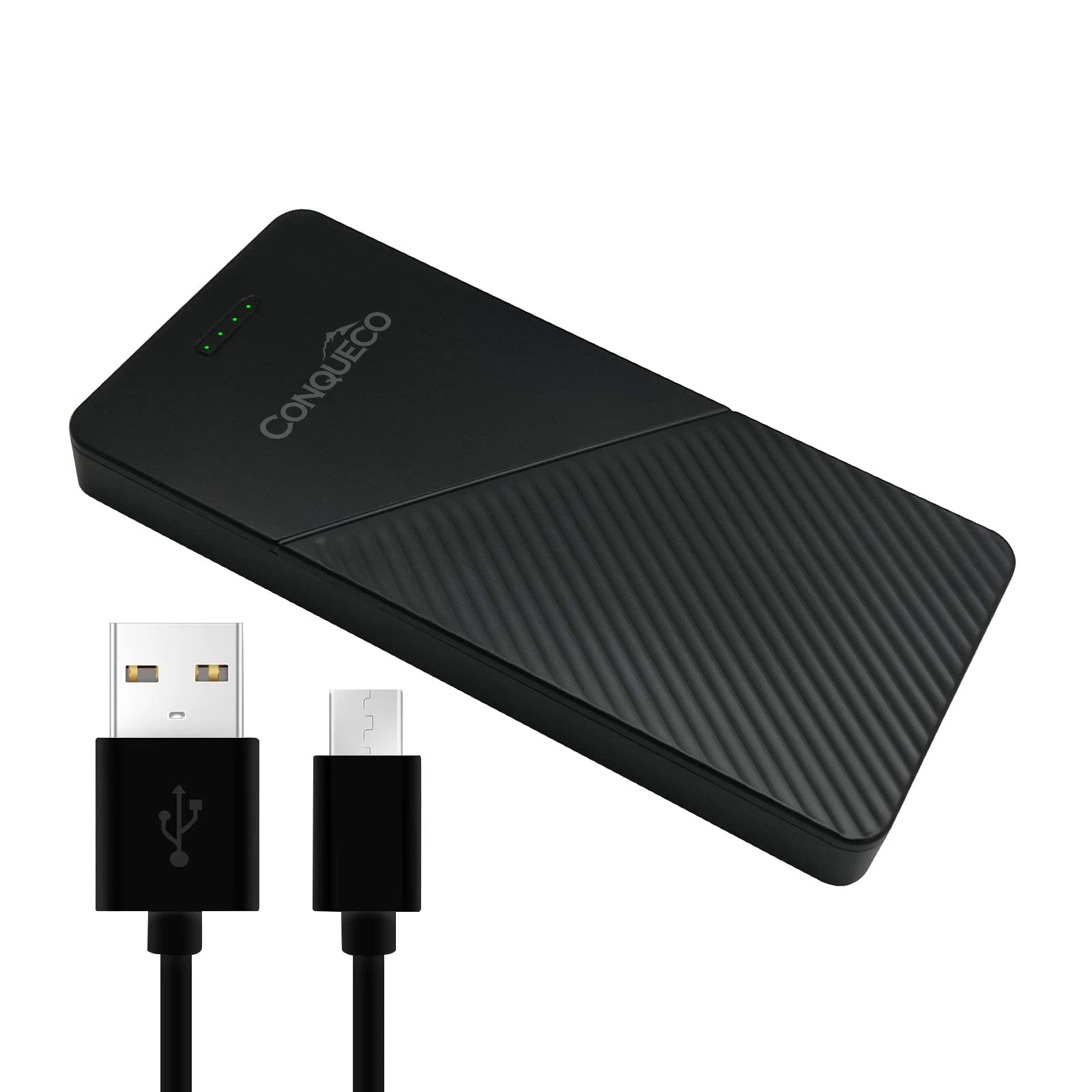 CONQUECO Rechargeable Battery/Power Bank 5v 10000mAh for Heated Jackets, Heated Hoodies and Heated Vests (Black)