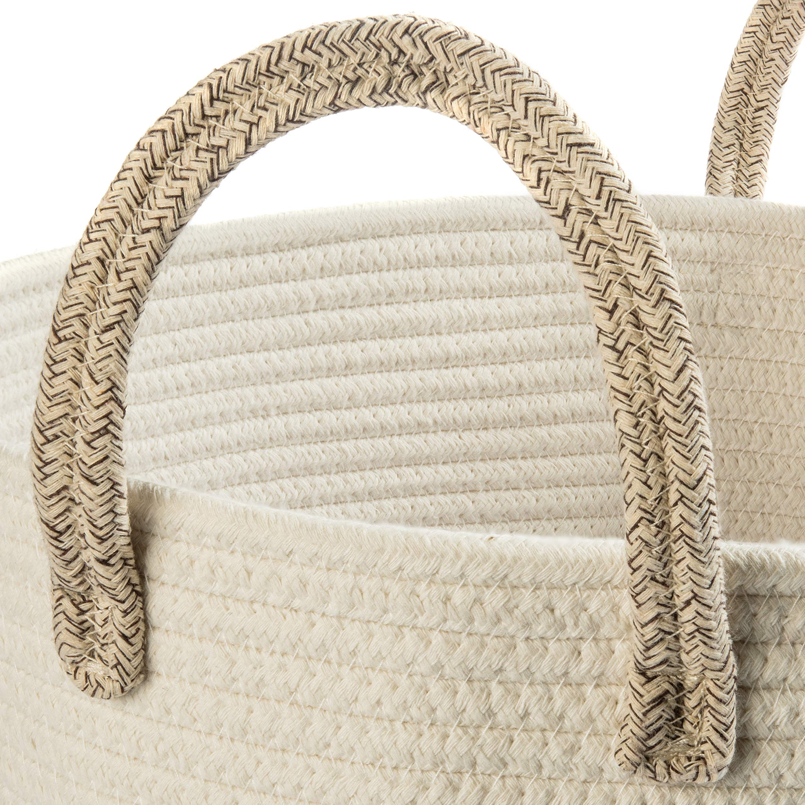 Shu Baby Woven Storage Basket - Large Cotton Rope Basket with Long Handles, Foldable Laundry Hamper, Toy Bin and Decorative Hamper (brown)