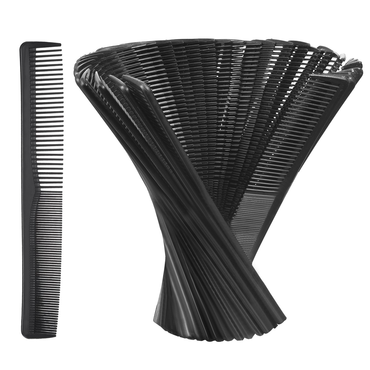Hestya 36 Pack Hair Comb Bulk 7 Inch Carbon Fiber Cutting Comb All Purpose for Men Women Plastic Hairdressing Styling for Salon or Hotel Hair Care, Black