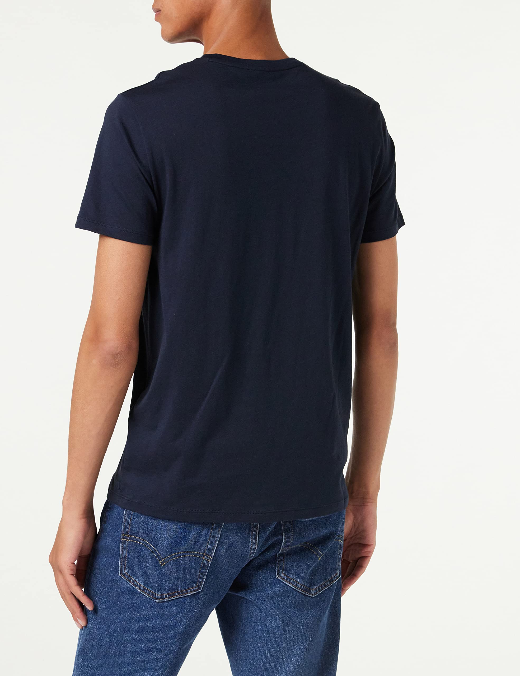 A|X Armani Exchange Men's Basic Pima V Neck Tee, Navy, X-Large