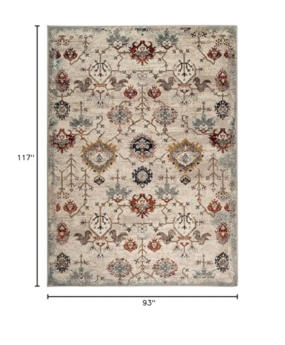 AMER Rugs Allure Collection, 8x10 Area Rug, Rectangular Oriental Rugs for Living Room, 0.38" Low Pile Indoor Rugs for Dining Room, Bedroom, Kitchen, Office, High Traffic Area - Elina Beige