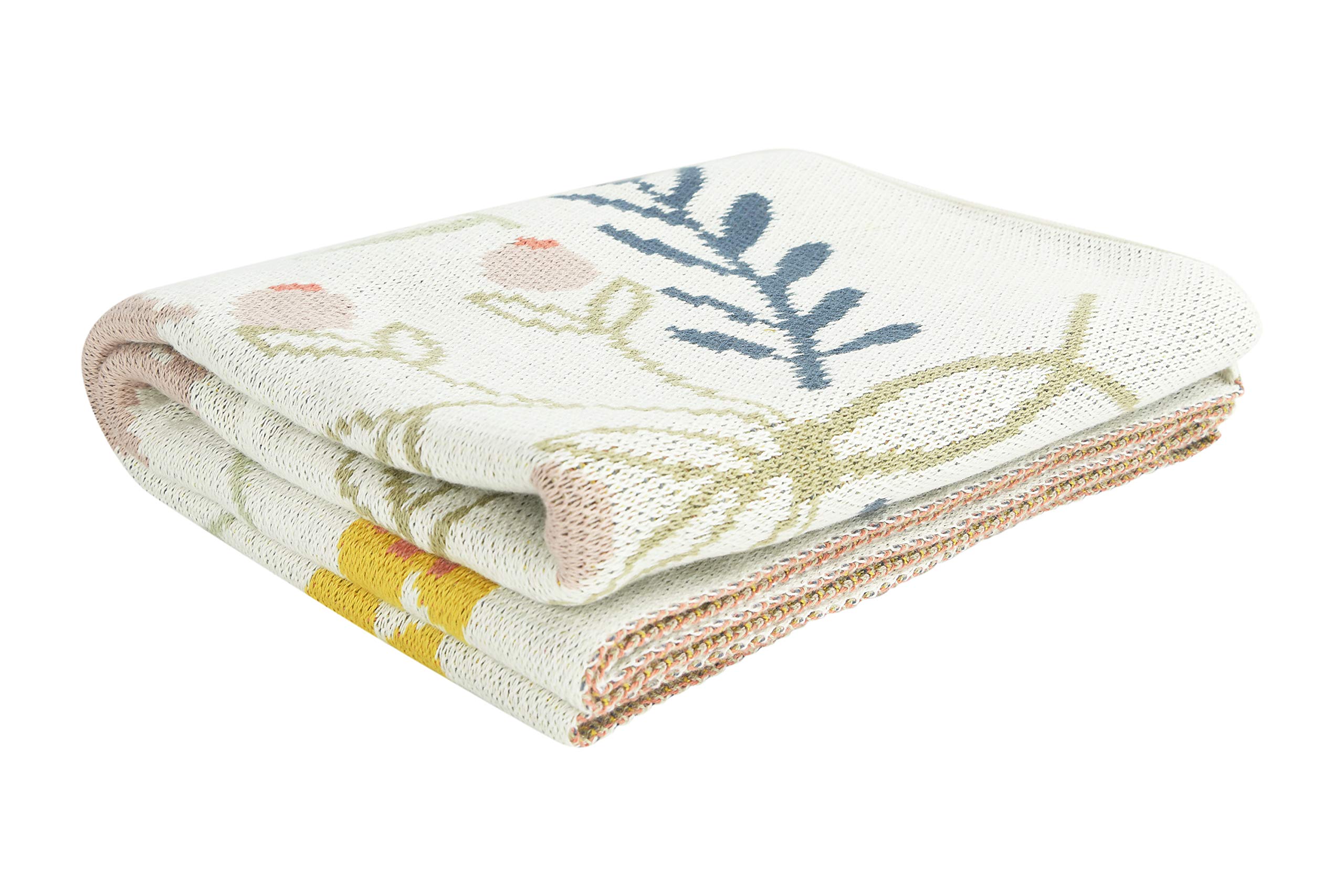 Creative Co-Op 40" L x 32" W Cotton Knit Baby Bee Blanket, Multicolor