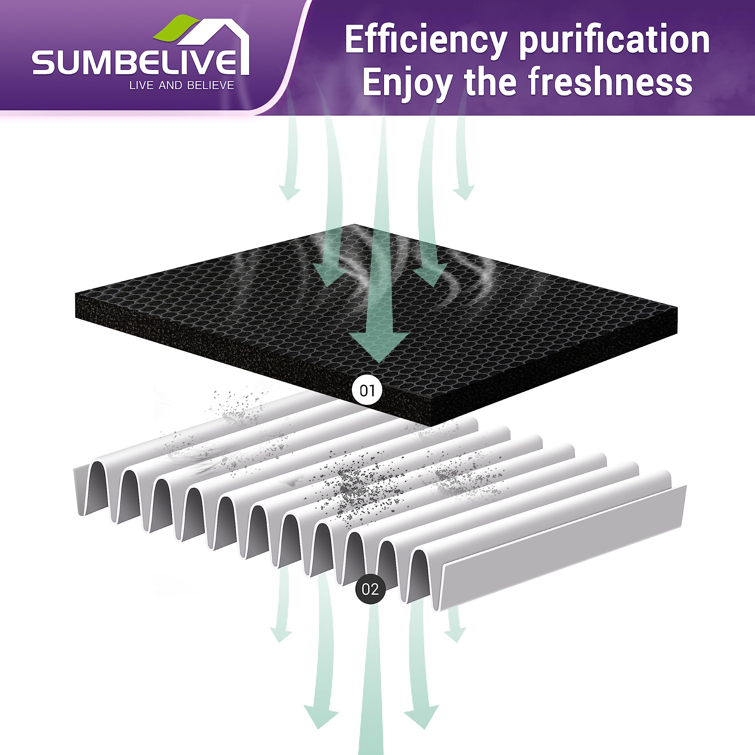 AD5000 Replacement Filter for Air Dr. Air Purifier Filter AD5000, 2 HEPA(H13) Filter and 2 Carbon Filters(2 sets-A total of 4)