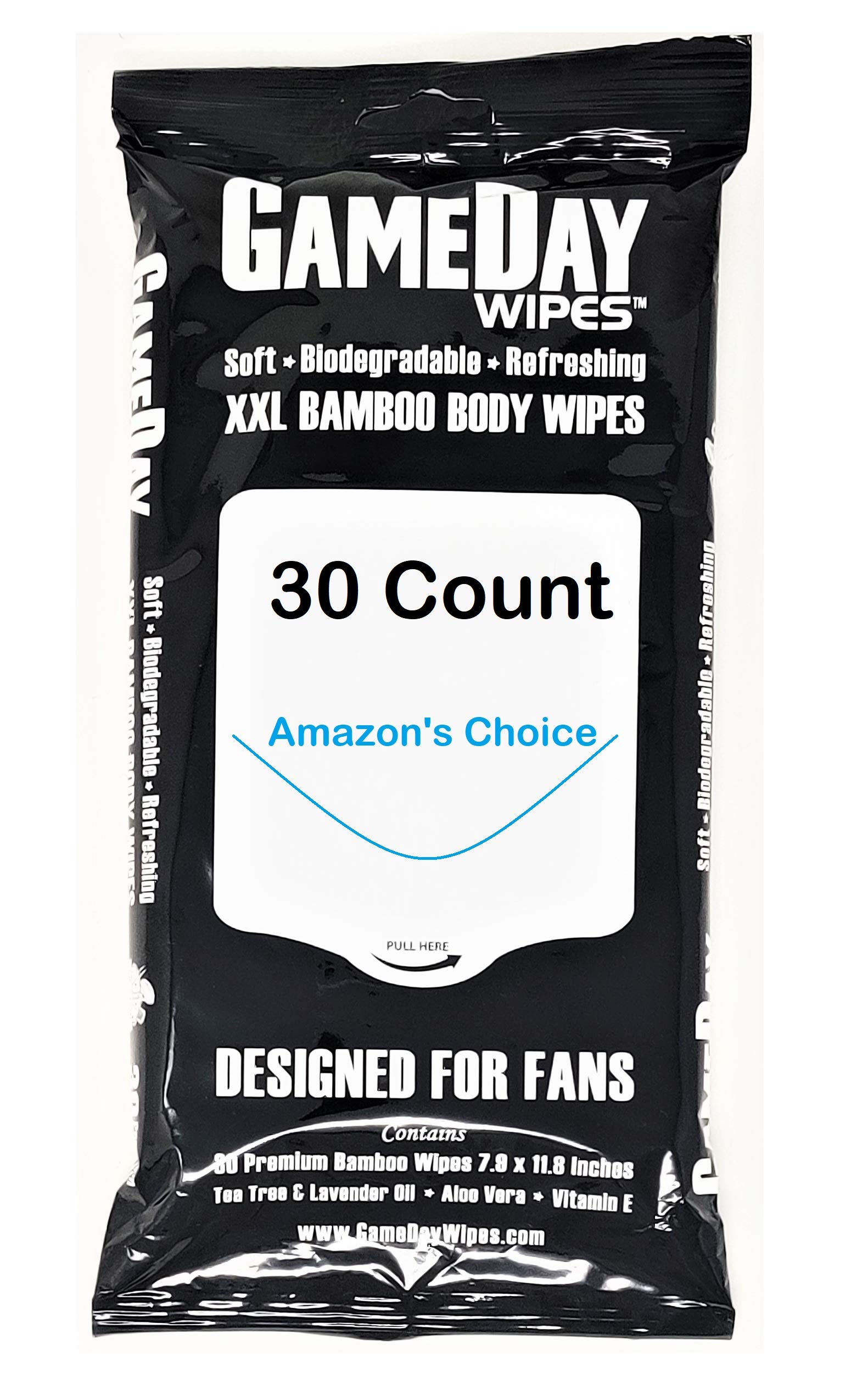 Gameday Biodegradable No Rinse Body Wipes 30 Count Made From Bamboo To Combat , Survive Anywhere and Everywhere