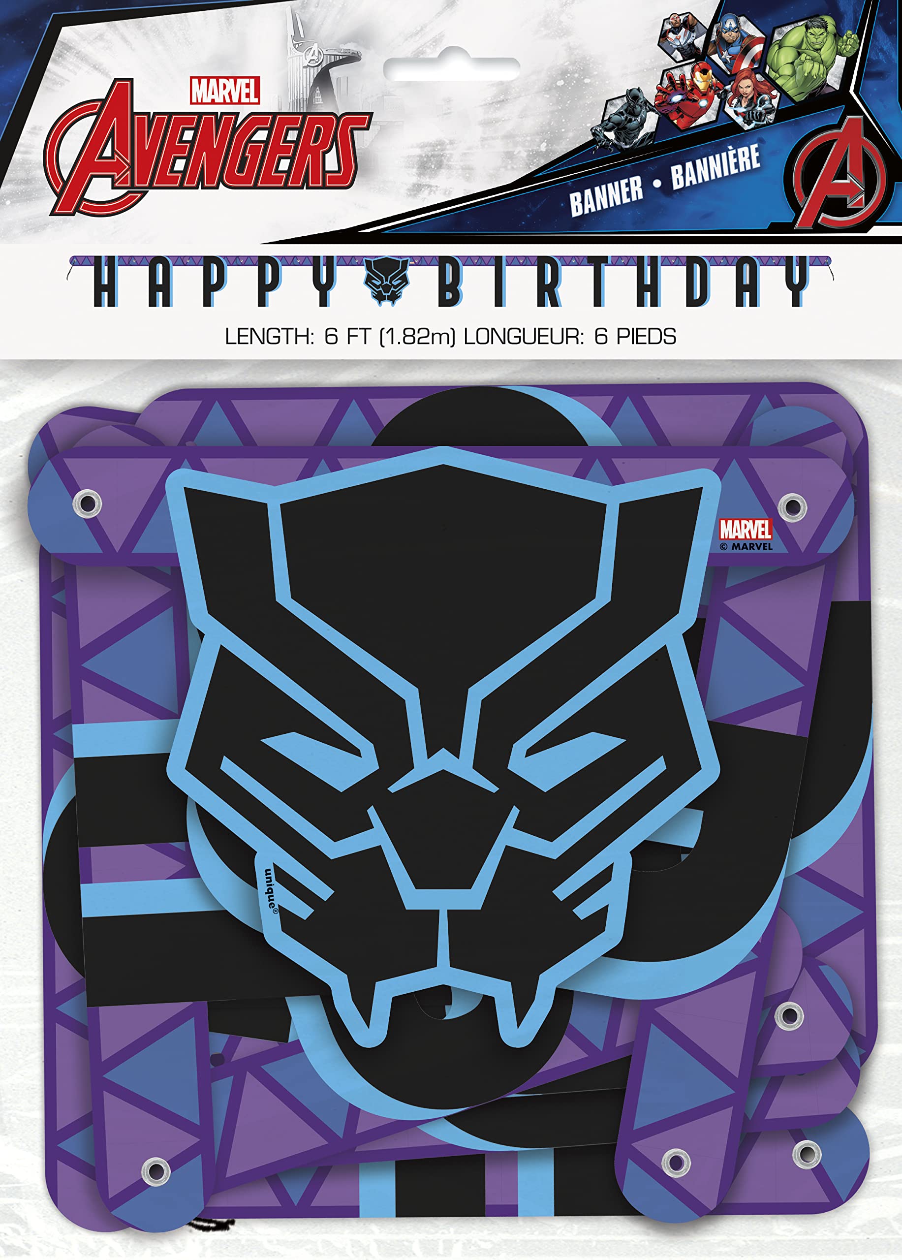 Happy Birthday' Multicolor Paper Jointed Banner (Pack of 1) - 6 ft. - Vibrant Black Panther Design, Perfect Party Decor For Wakanda - Themed Events, Celebrations, & More