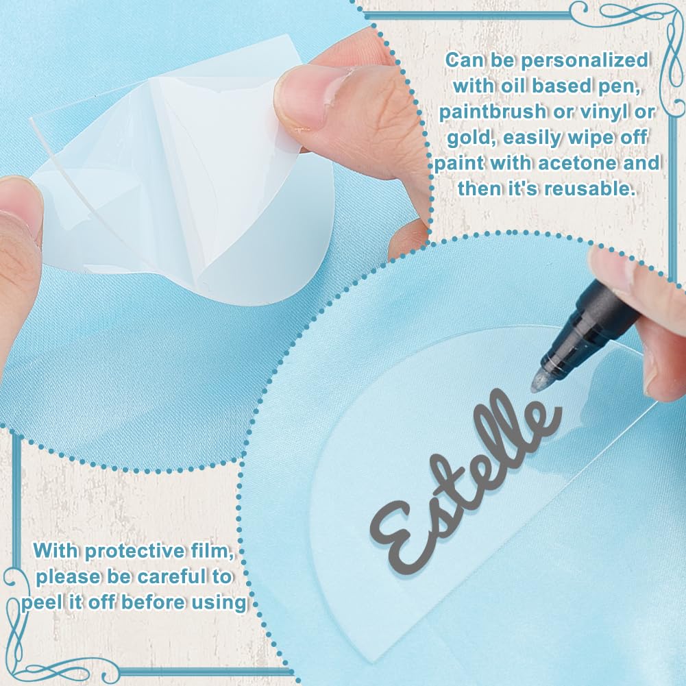 AHANDMAKER 30Pcs Clear Acrylic Place Cards, Hexagon Acrylic Name Card Plate Table Number Card Blank Seating Cards for DIY Guest Name Signs Wedding Table Setting Dinner Party