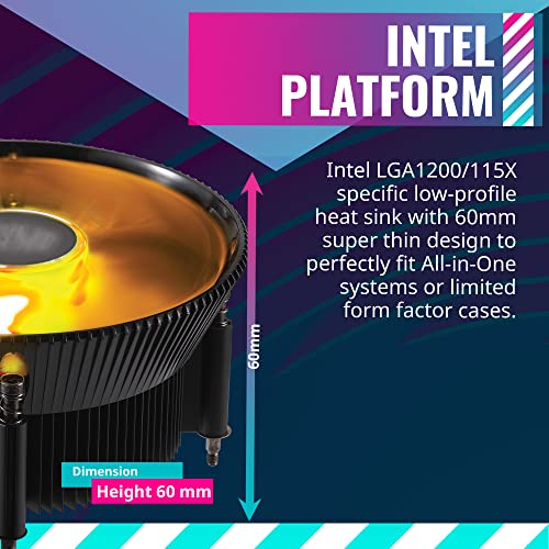 Cooler Master i71C RGB Intel Low-Profile CPU Air Cooler, Anodized Black Aluminum Fins, Copper Insert Base, MF120 RGB Lighting Fan for Intel LGA1200/115X Desktop