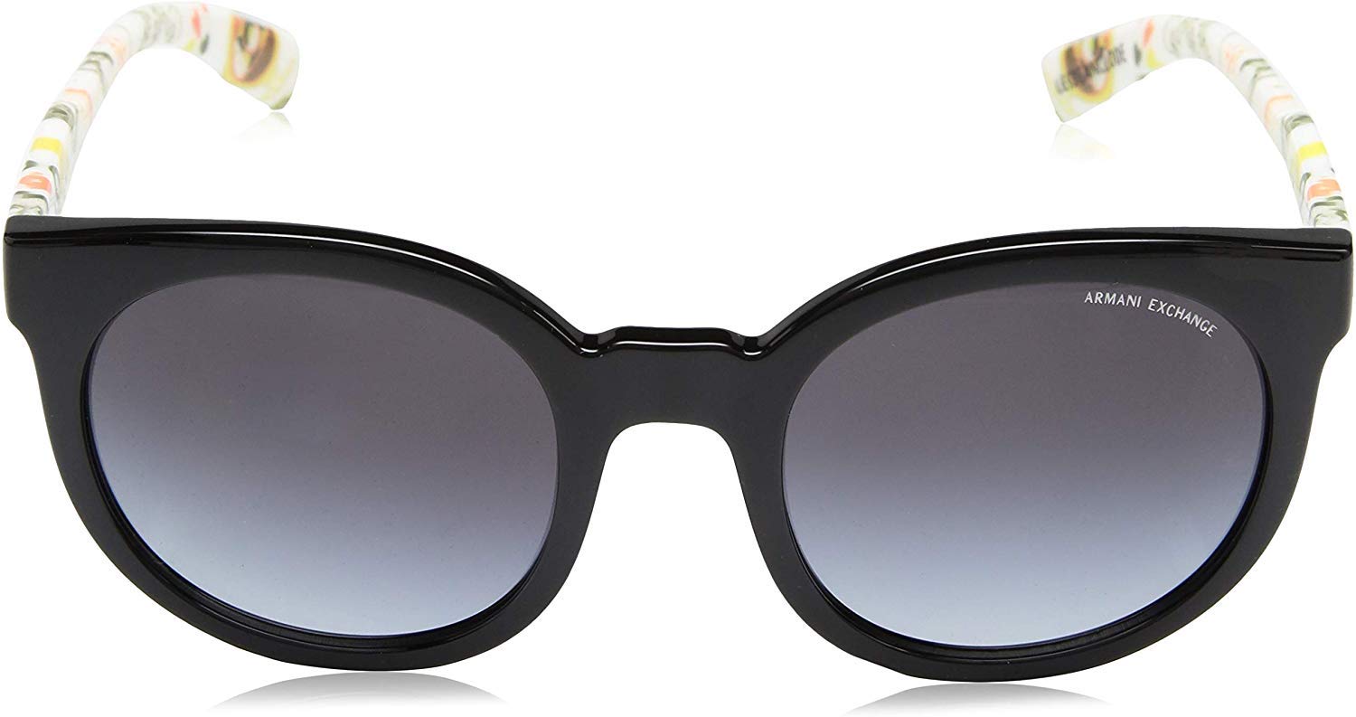 A|X ARMANI EXCHANGE Women's Ax4057s Round Sunglasses, Black/Grey Gradient, 53 mm