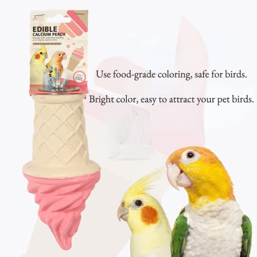 Bird Toy, Parrot Cage Chewing Toys, Parrot Perch Stand, Ice Cream Shape Totoro Squirrel Hamster Calcium Teeth Mouth Molar Grinding Stone Parrot Beak Stone Stand Platform (Small)